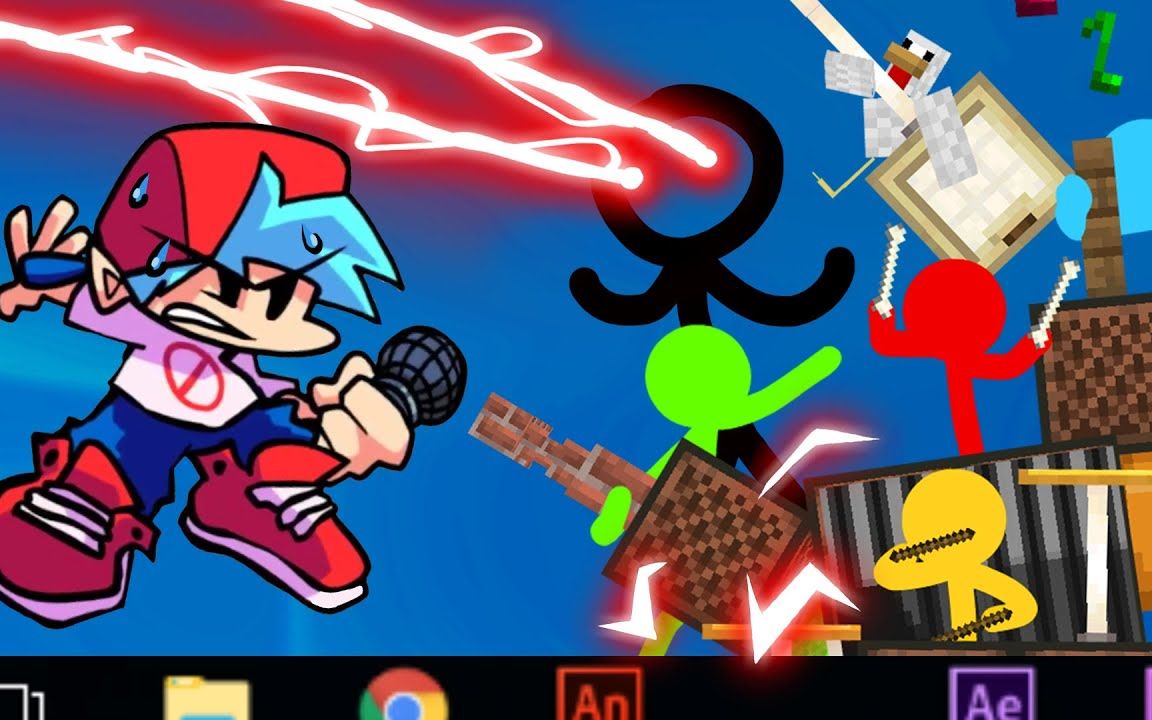 Alan自己玩FNF的火柴人模组! (完整游戏)