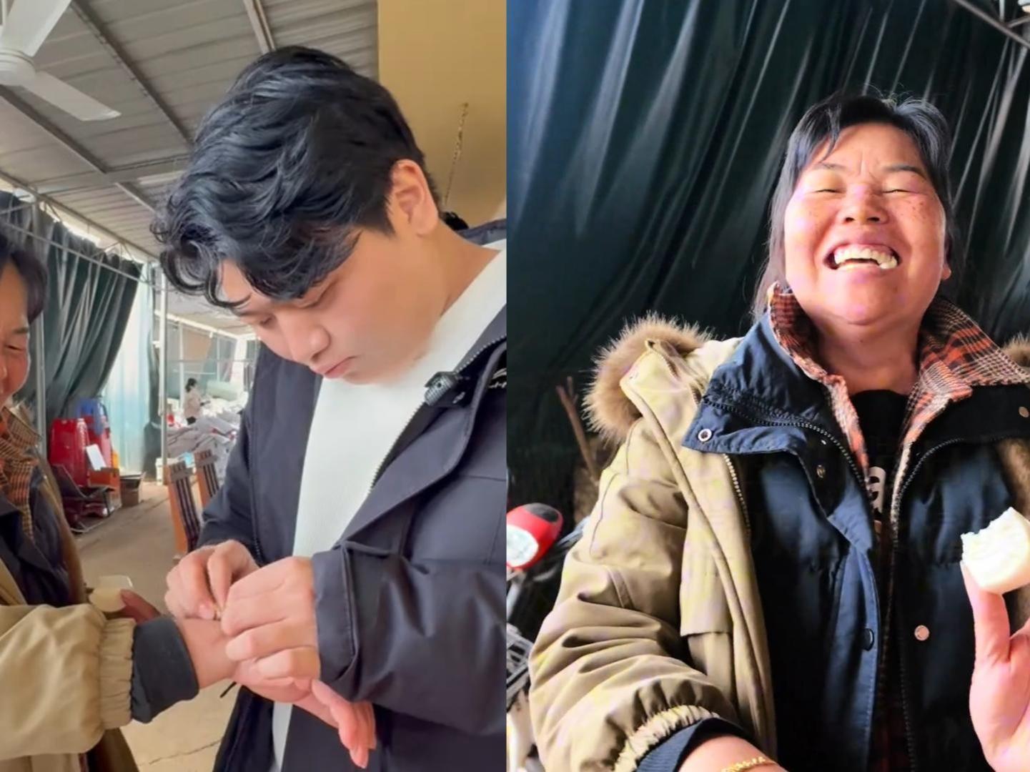 全红婵妈妈收到女儿金镯和儿子金链,果园突袭送金链幸福满满