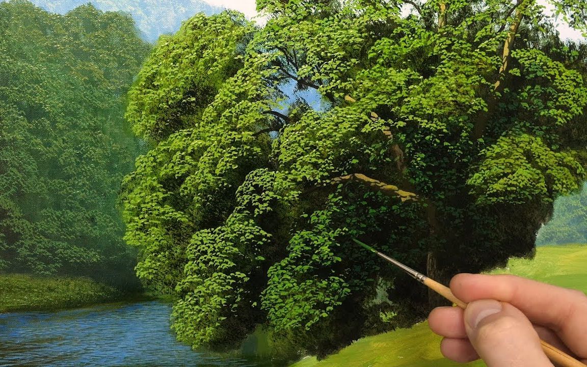【风景油画视频教程】如何画树的细节