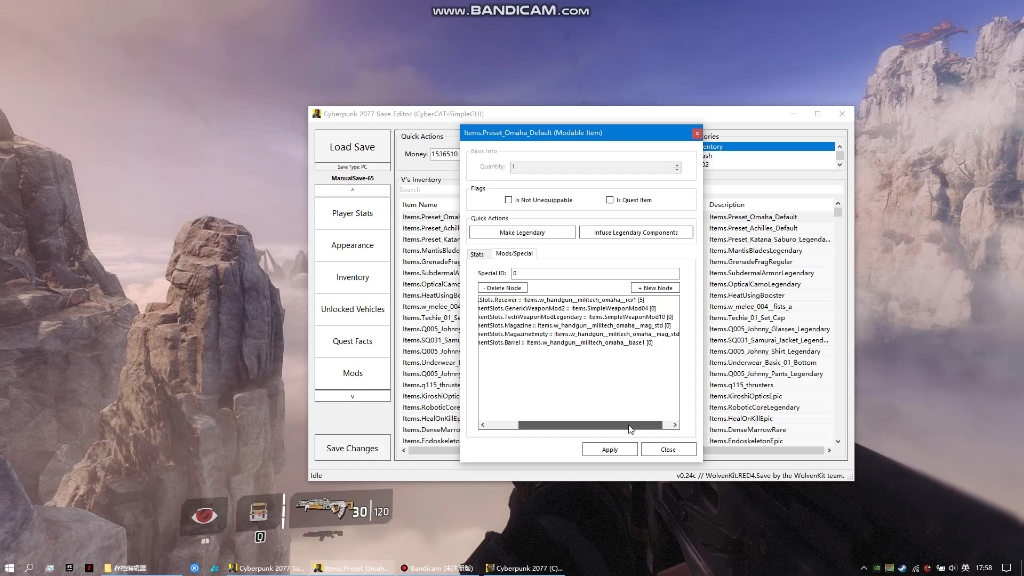 赛博朋克存档编辑器两分钟修改出技术武器降低50%充能时间词条_...