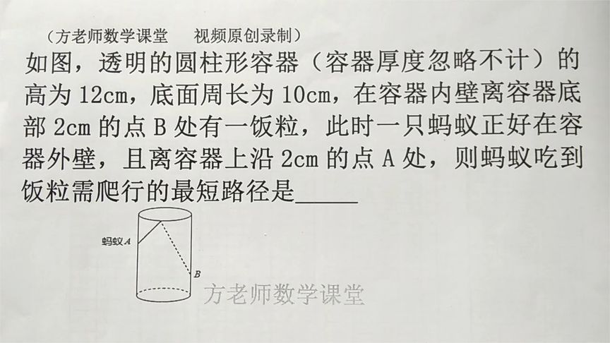 八年级数学:怎么求蚂蚁爬行的最短路径?勾股定理,将军饮马问题