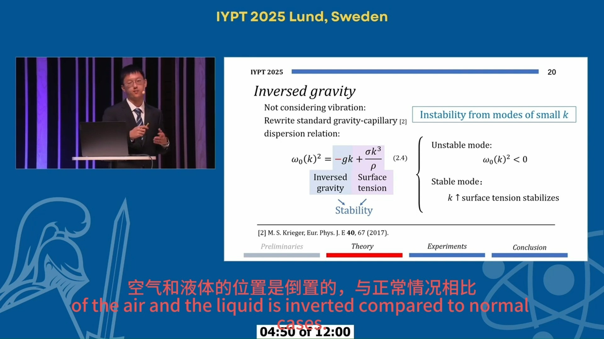 2025年世界年轻物理学家(IYPT)总决赛中国队对悬浮液体的正方精彩...