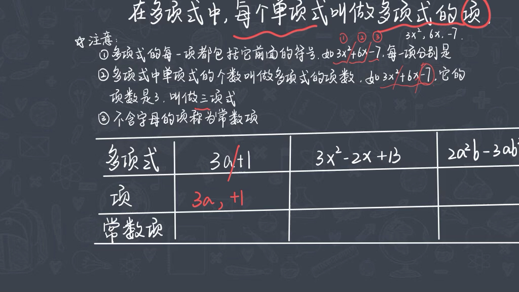 【七年级上册】【3.3单项式与多项式】