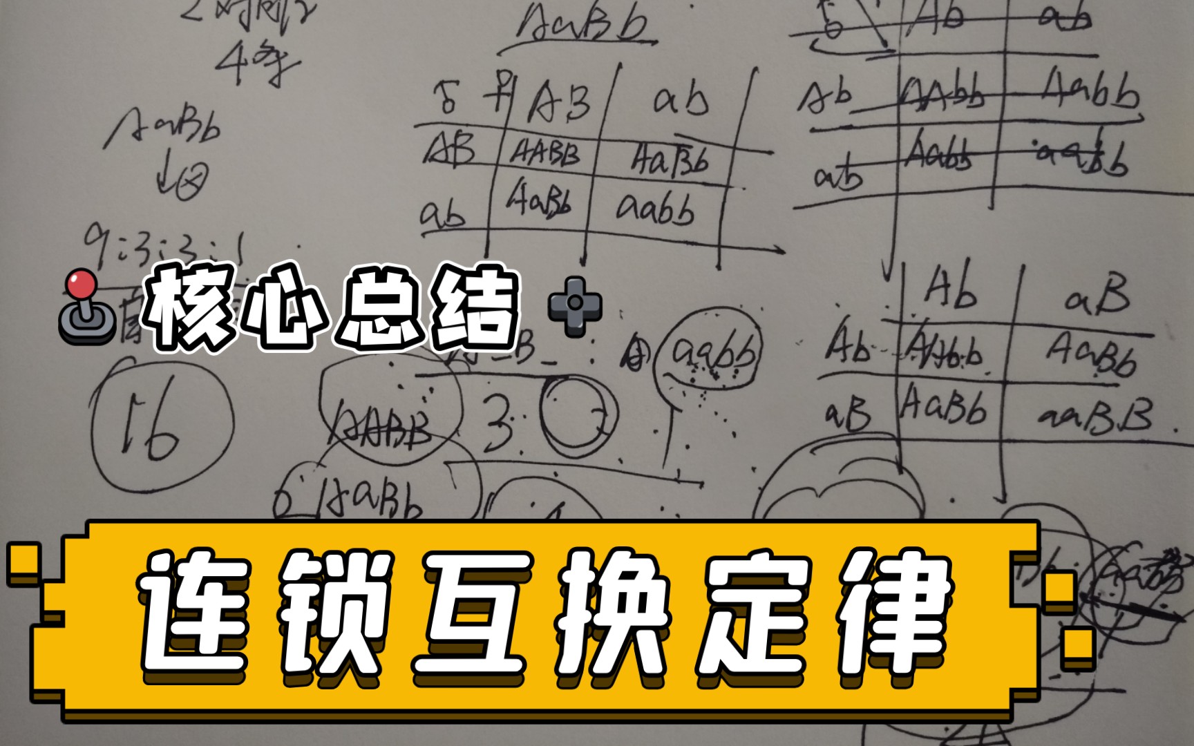 一秒看破 连锁互换定律 核心总结 基因绑定问题