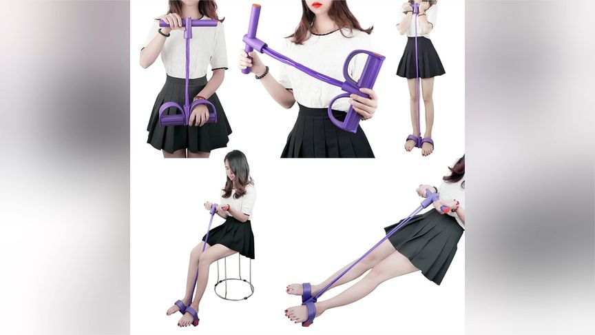 飞拉伸器多功能脚蹬拉力器家用瘦肚瑜伽脚踏拉力绳仰卧起坐辅助器