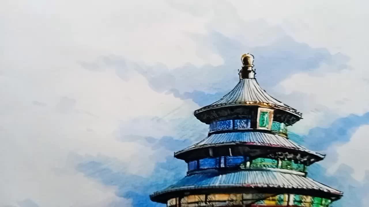 北京故宫#风景画 #水彩风景 #手绘教程 #灵魂画手 #导游带你云旅游 #...