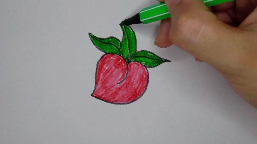 简笔画画水果桃子,简单易学,适合所有小朋友们学习哦