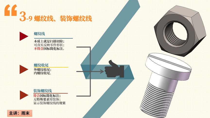 3-9.Solidworks螺纹线、装饰螺纹线、标准件