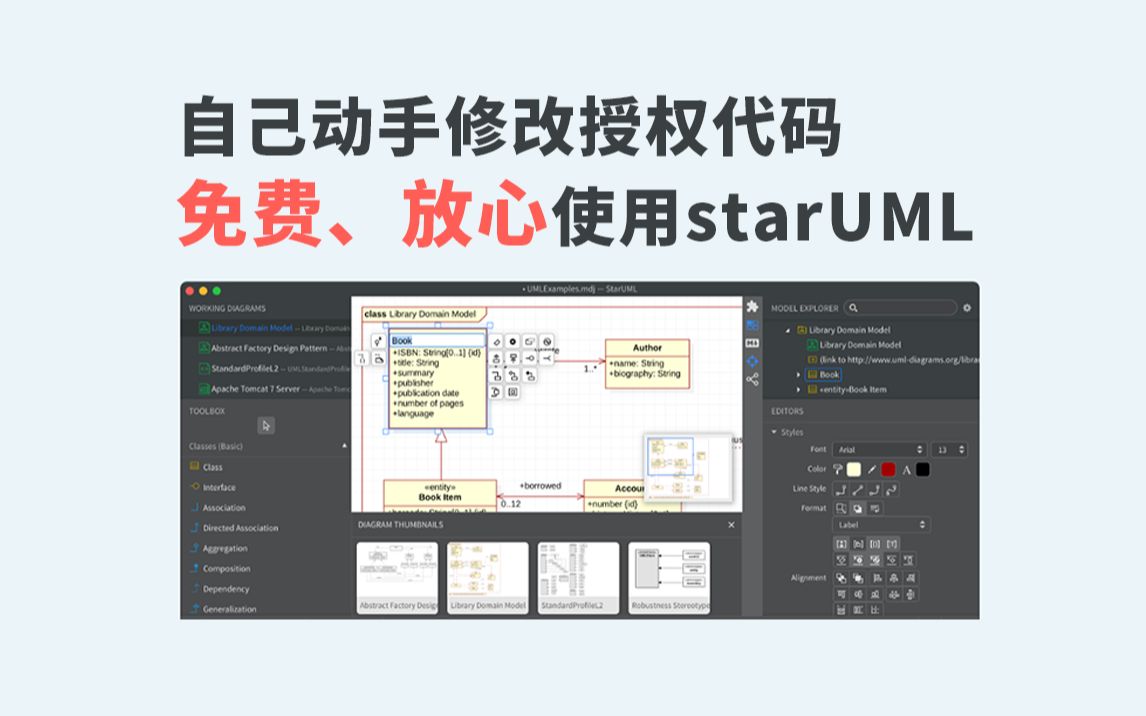 UML统一建模语言绘图工具软件StarUML,永久、免费、放心使用