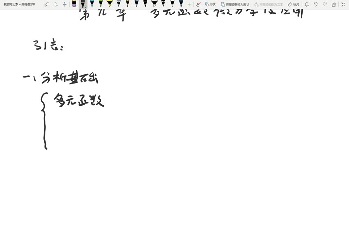 高等数学 第九章 多元微分学 引言