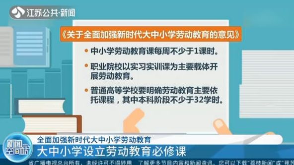 全面加强新时代大中小学劳动教育,大中小学设立劳动教育必修课