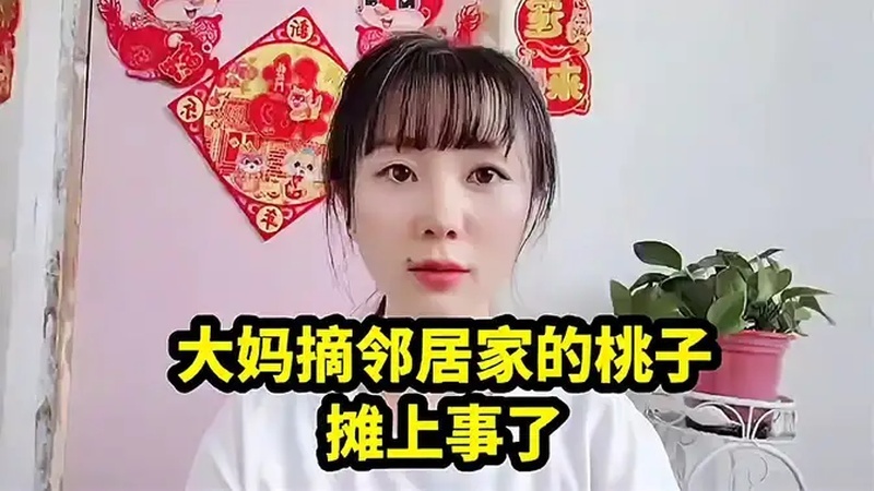 大妈摘邻居家的桃子摊上事了