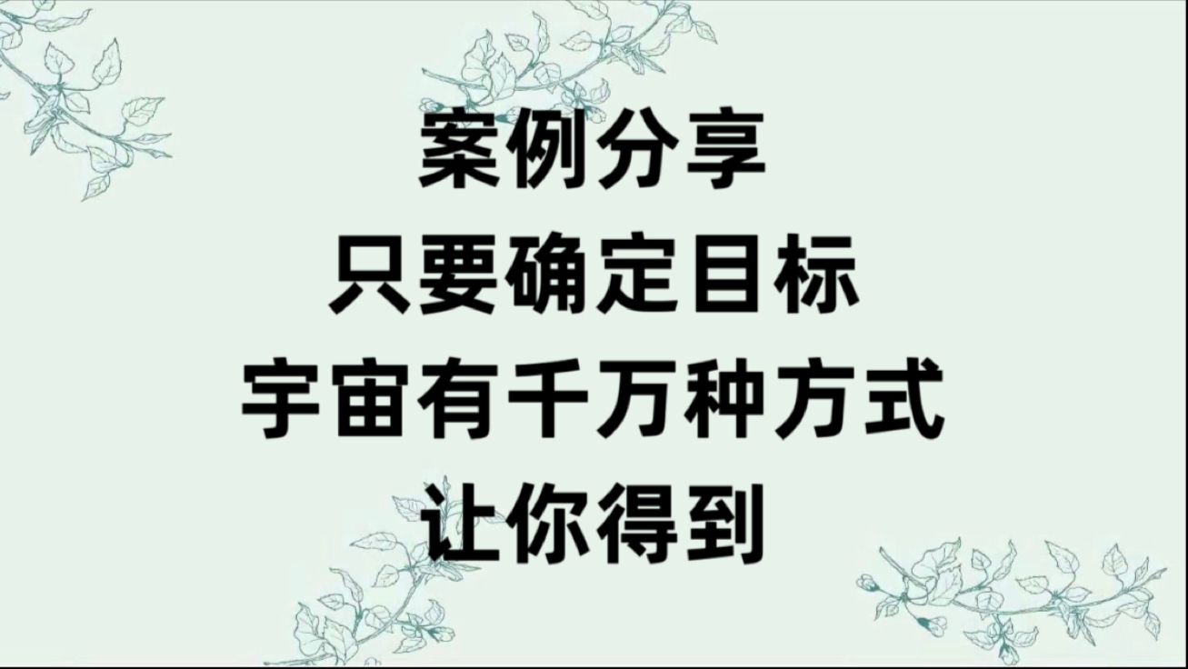 案例分享:只要确定目标,宇宙有千万种方式让你得到
