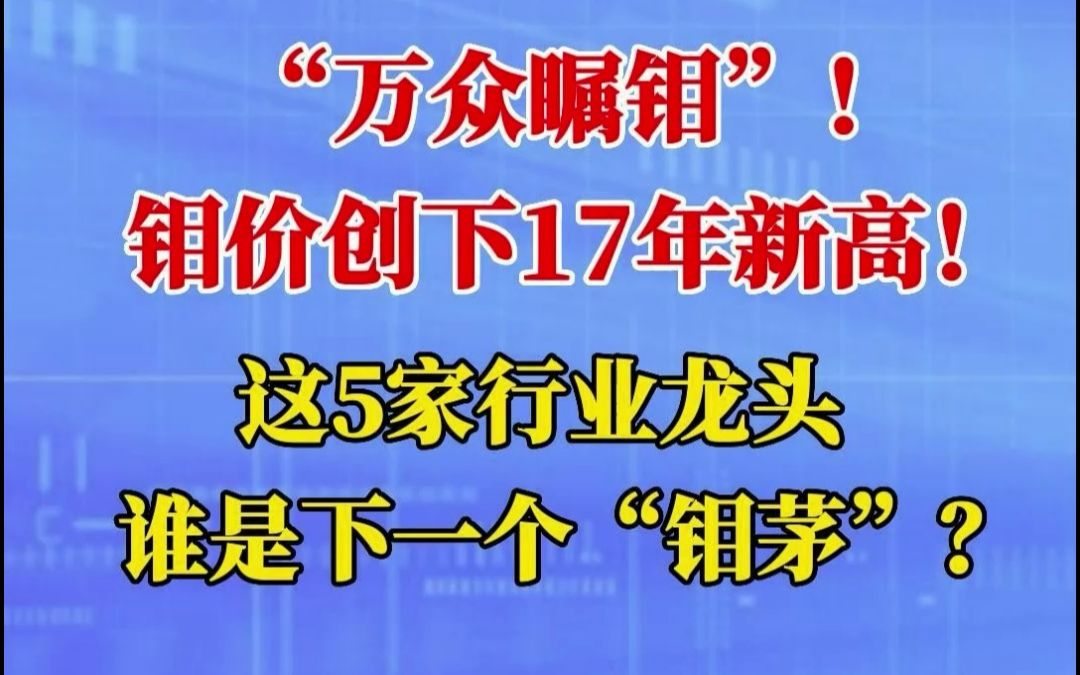 “万众瞩钼”!钼价创下17年新高!这5家行业龙头谁是下一个“钼茅”?