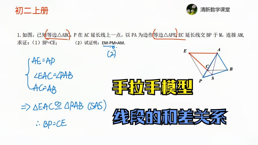 初二数学:几何全等三角形难题集锦---手拉手模型与截取法综合