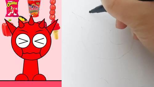 藤蔓妹妹和小粉一起来吃表情包食物啦~儿童简笔画 看动画学画画亲子...