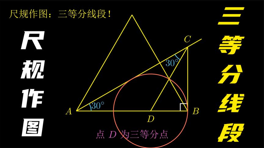 尺规作图,三等分线段?灵感:锐角30°的直角三角形