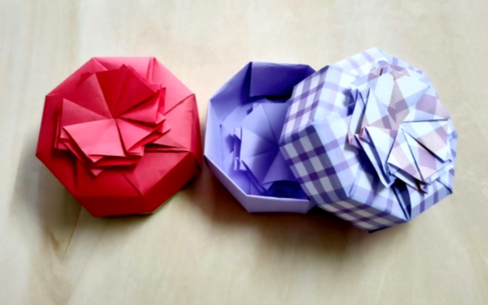 教你用几张纸折个漂亮的八方收纳盒,不用胶水简单几步就做好,做礼物...