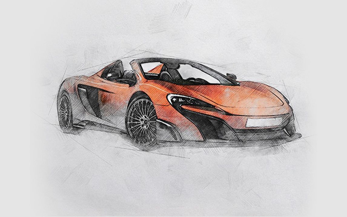 黑白质感人像渐隐素描汽车静物PS动作教程