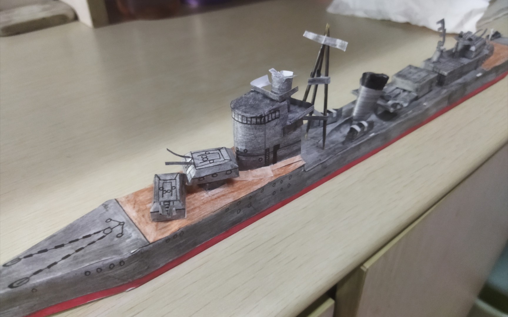 【纯手绘军舰纸模型】秋月级驱逐舰凉月号