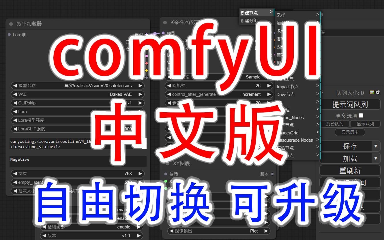stable diffusion comfyUI中文版插件,多国语言随时切换,可升级
