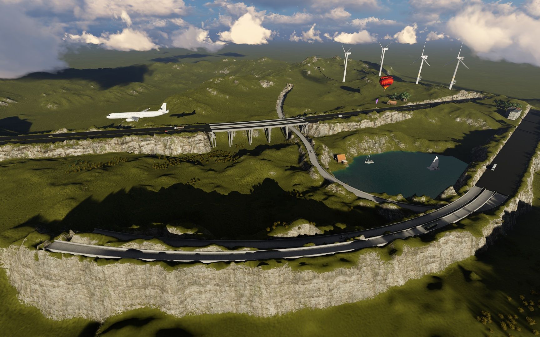 课设部分大桥道路模型动画视频