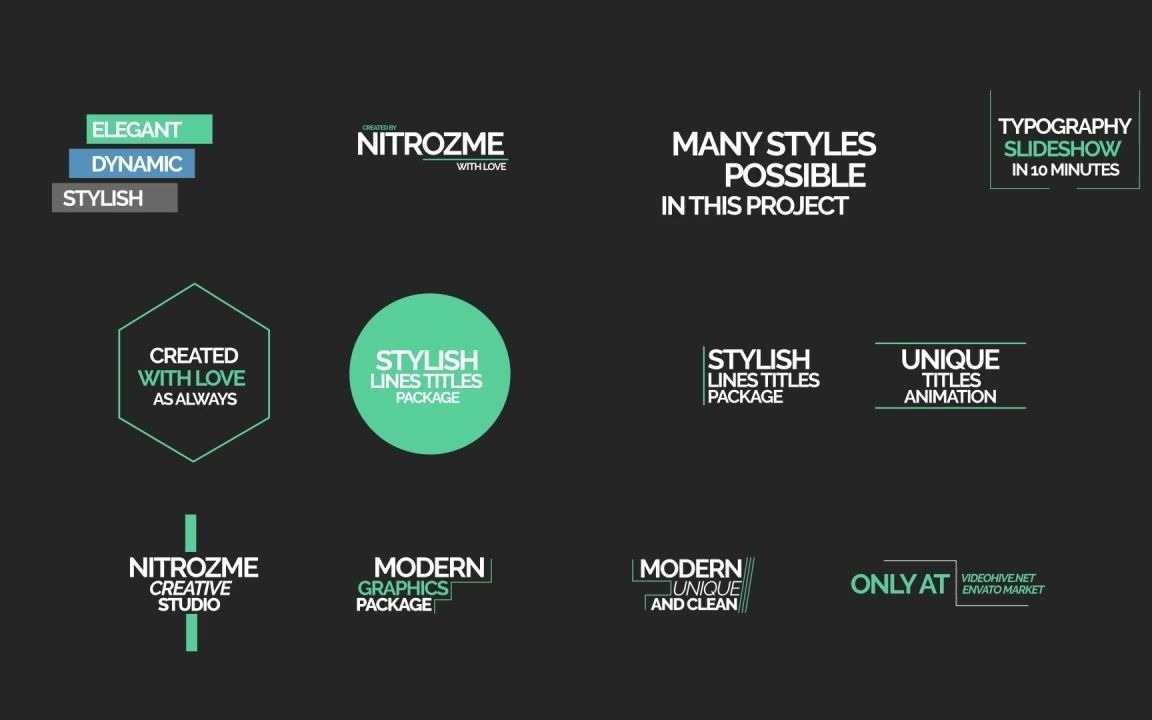 AE模板-18个简约色彩现代风格文字展示标题出场动画设计AE源文件,...