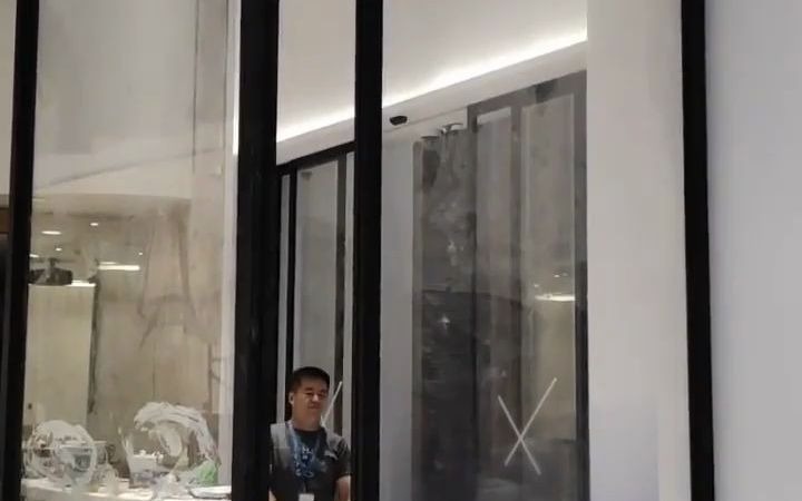 珠海建设银行 玻璃重型 中轴旋转门
