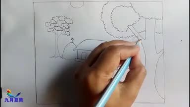 .简单的儿童简笔画教程 如何一步一步画出夏日的风景