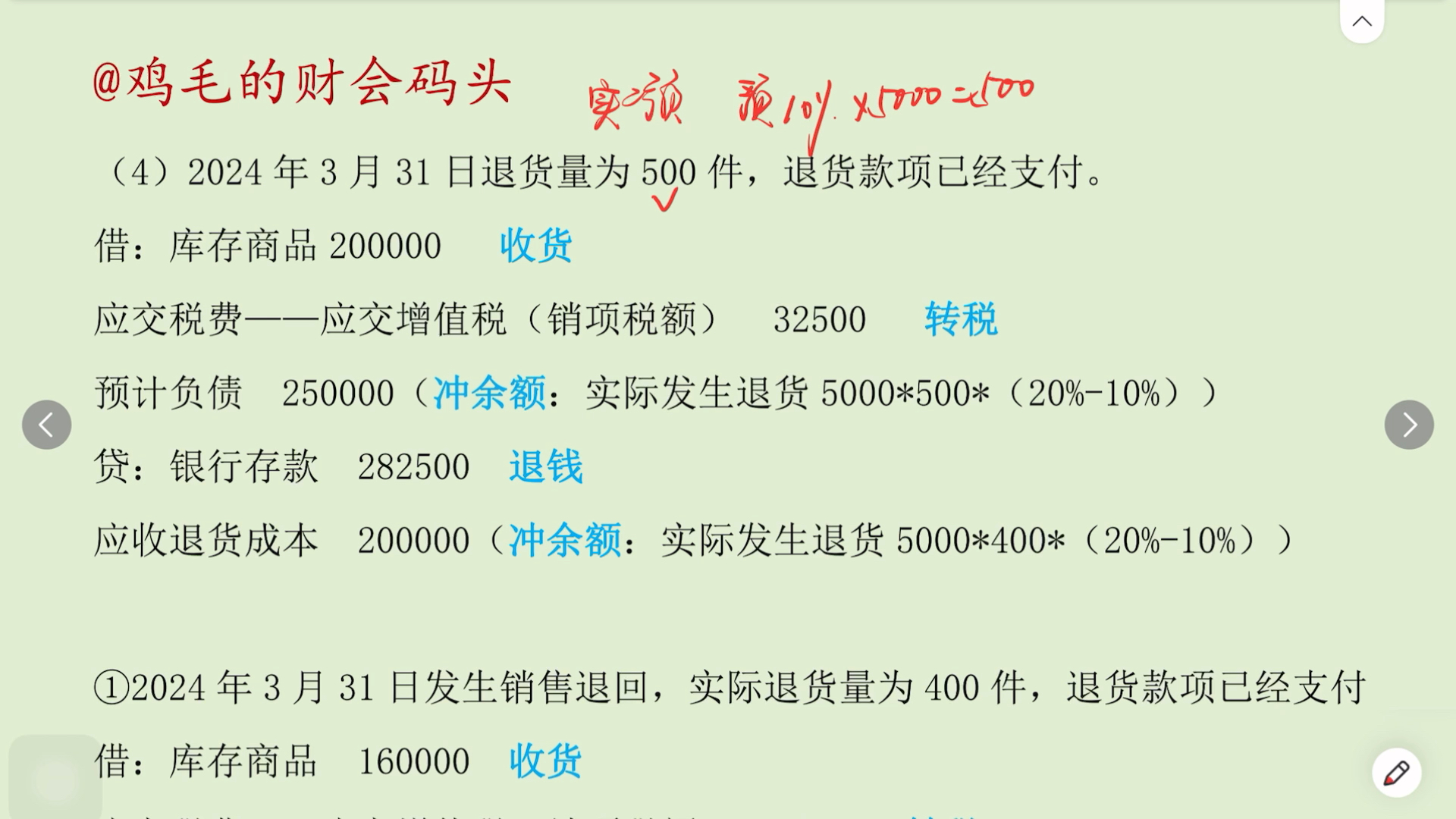 附有销售退回条款的销售解题思路退货四件套|初级会计实务|中级会计...