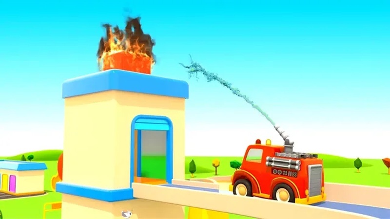 警车 消防车 救护车 拖车动画 工程车卡通动画 儿童汽车玩具动画