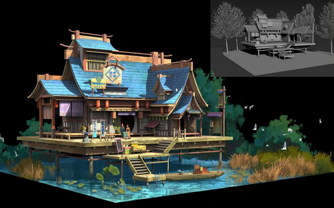 ...建模—古风建筑模型制作~零基础3D建模场景搭建/渲染全流程制作讲解