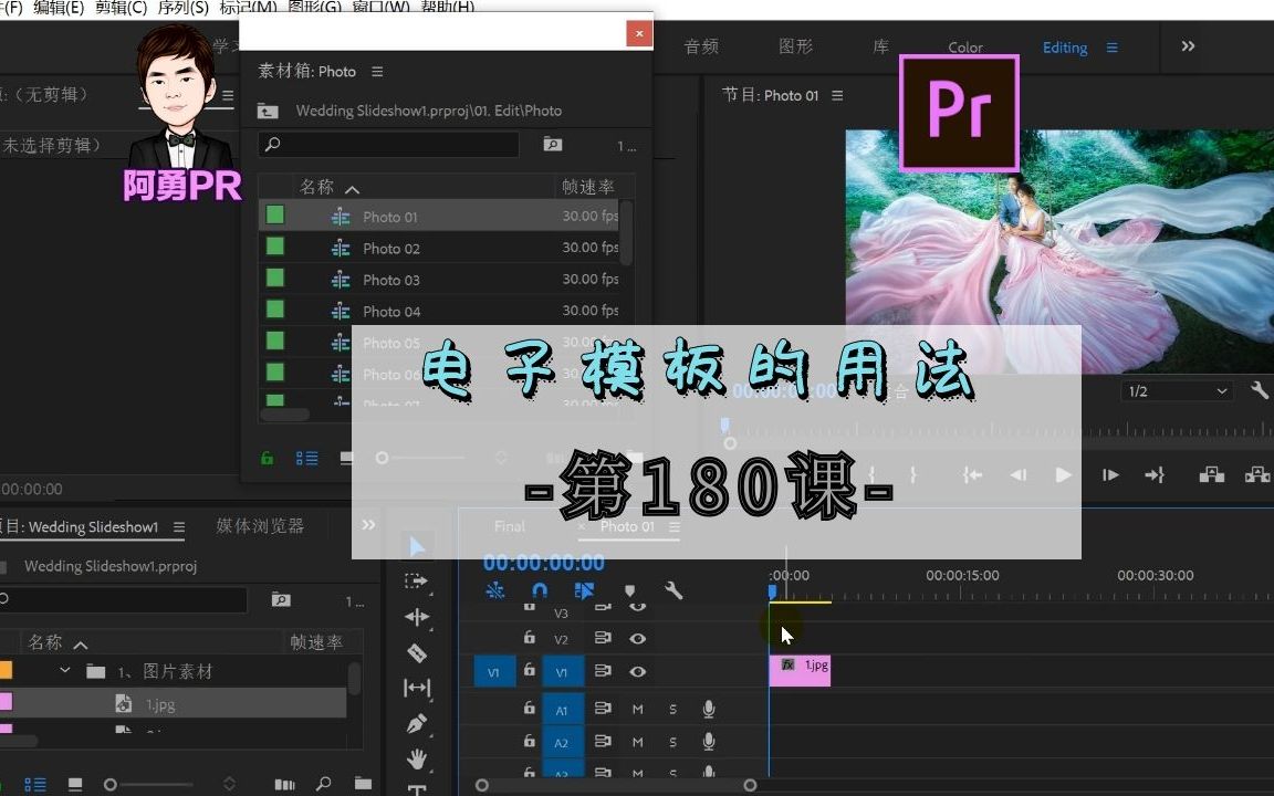 阿勇pr第180课:电子相册模板的用法