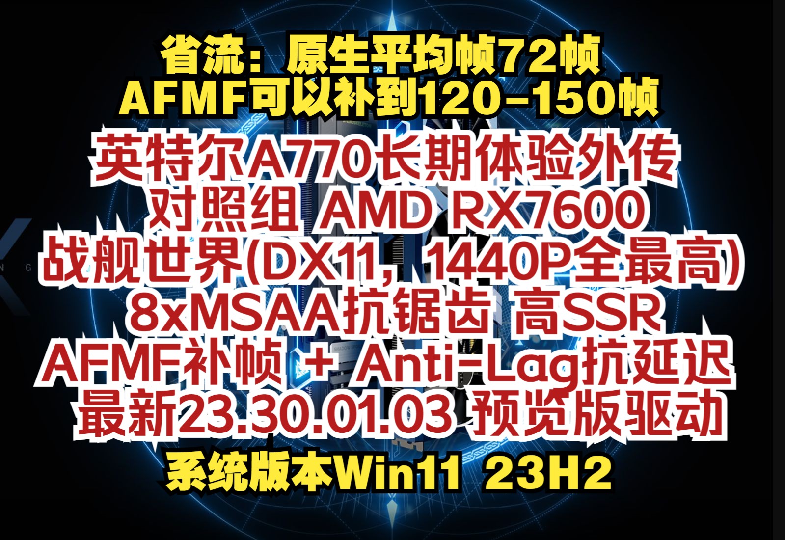 英特尔A770长期体验外传-AMD RX7600-战舰世界(AFMF补帧,DX11)