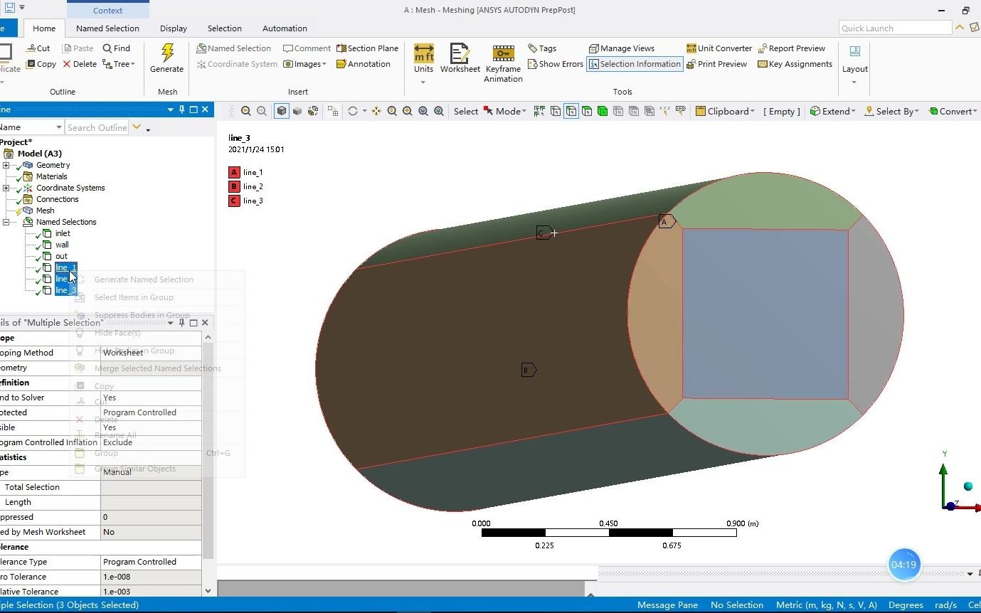 Ansys Meshing 圆柱 块结构网格划分