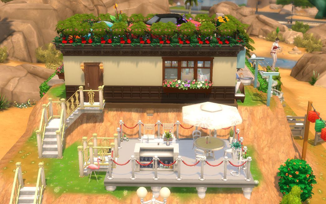 模拟人生4速建 豪车屋顶花园 临瀑独居小窝 NOCC