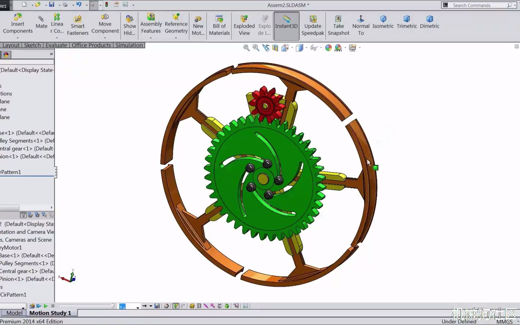 Solidworks案例教程:齿轮传动圆形伸缩机构