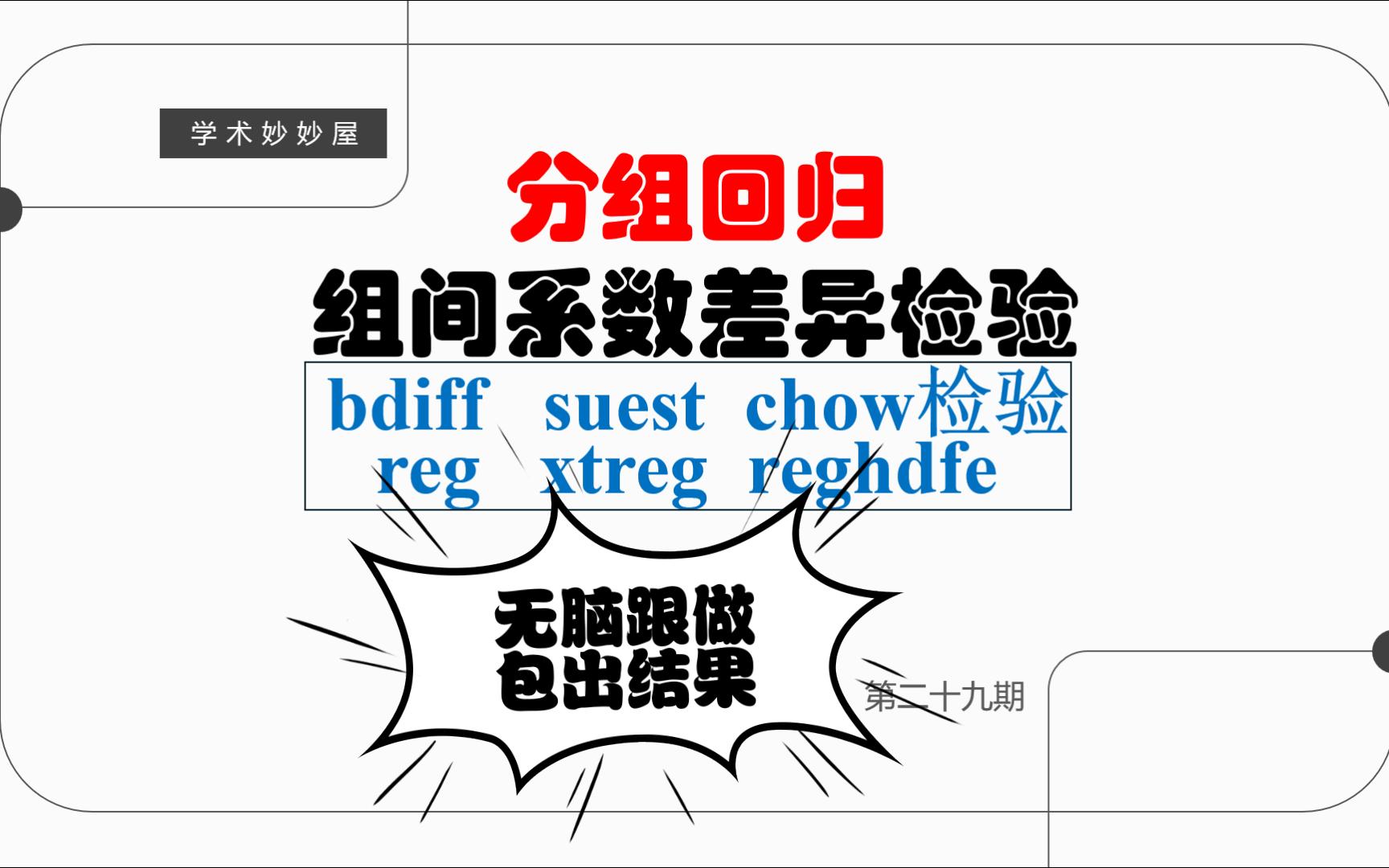 【包出结果】分组回归组间系数差异检验全场景STATA应用