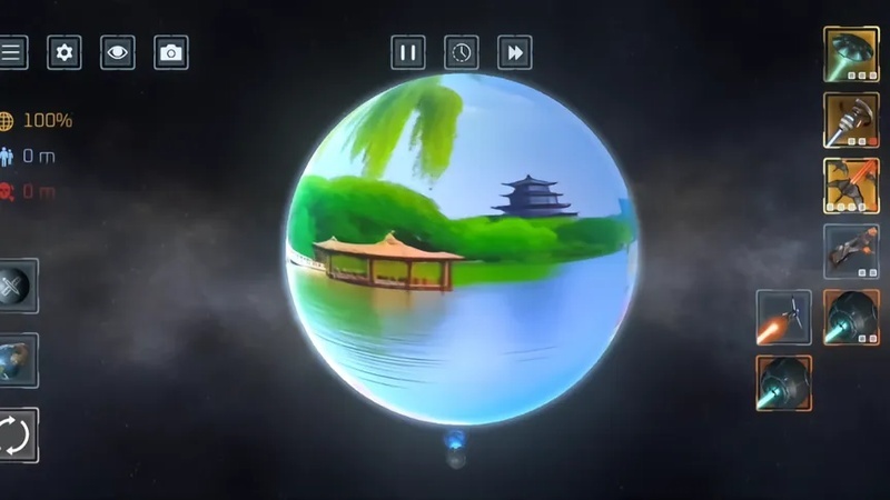 星球爆炸模拟器风景和城市星球被破坏
