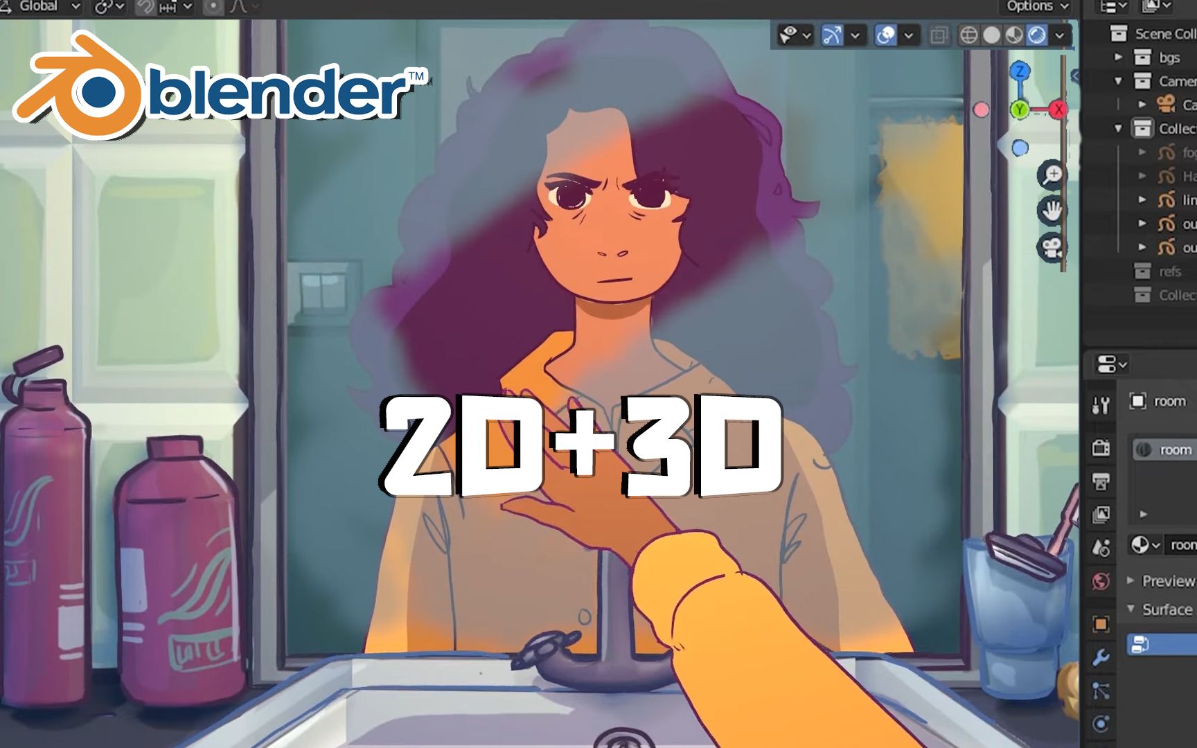 如何在 Blender 中制作 2D + 3D 场景动画?blender YYDS!
