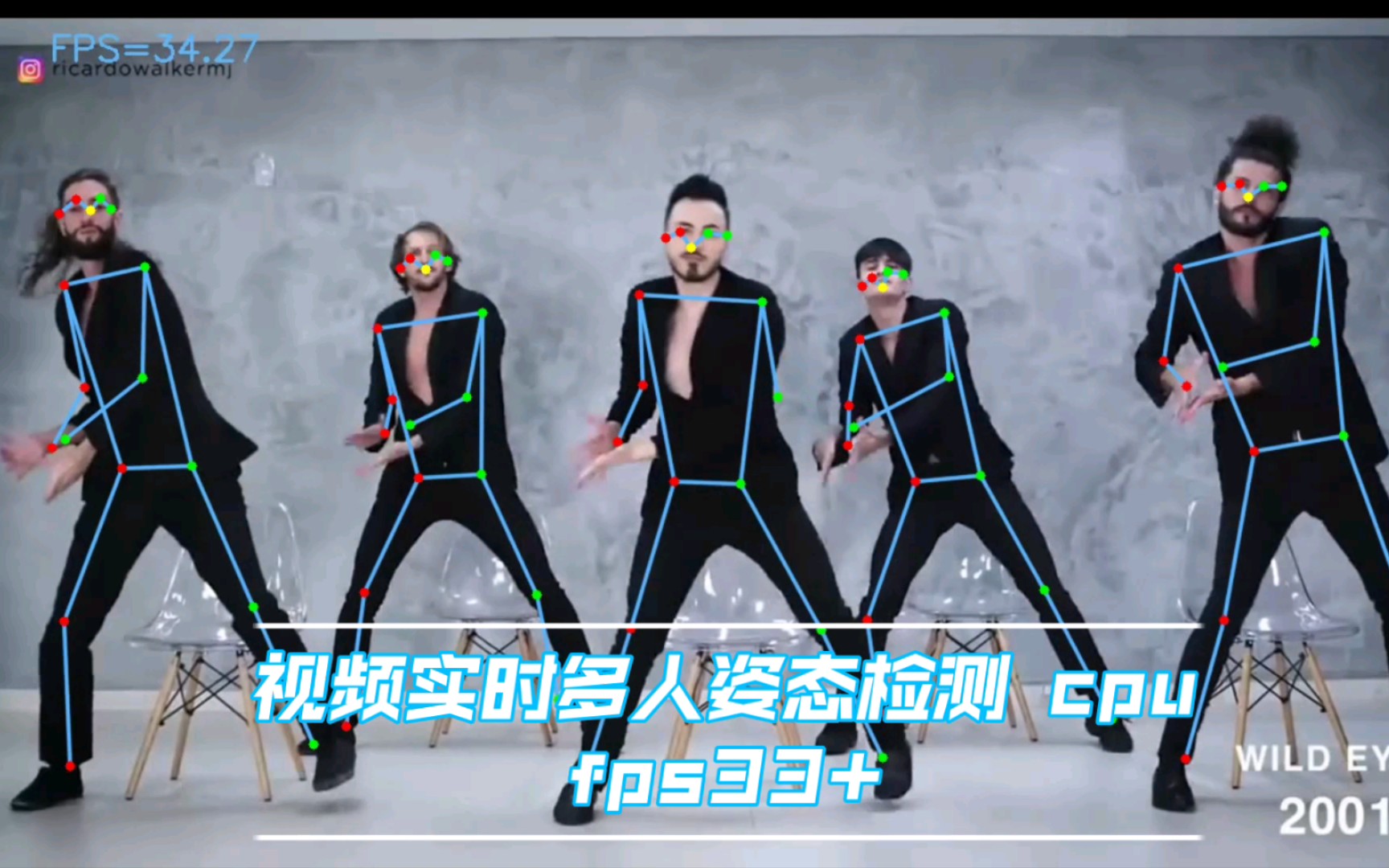 视频实时多人姿态估计 cpu fps33+