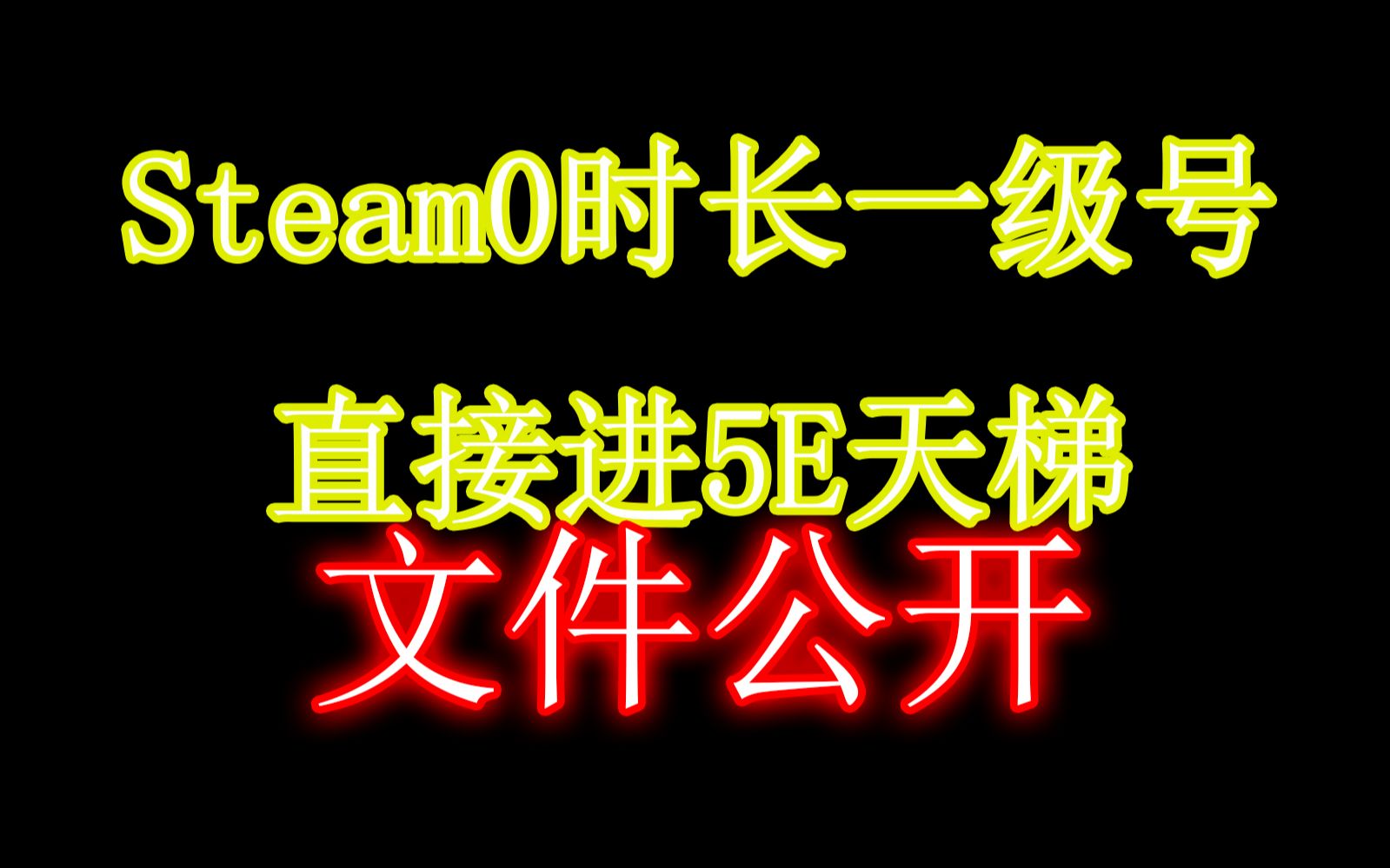 【文件公开】Steam0时长一级号,直接进5E天梯