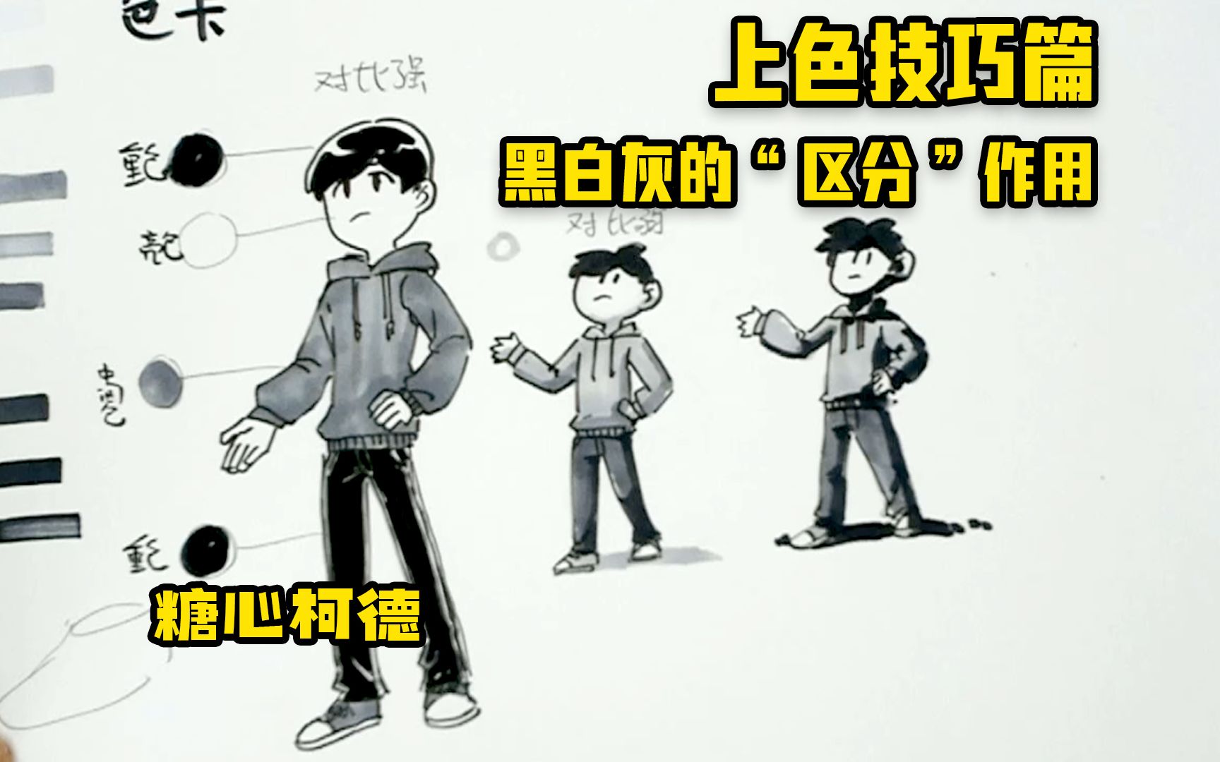 『动漫手绘』上色技巧篇:黑白灰的“区分”作用 |动画|插画|漫画|游戏|...