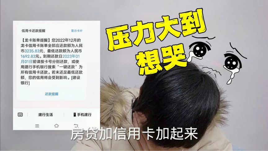 银行卡扣2981,信用卡需还款3235,贷款48万,房奴30年,压力好大