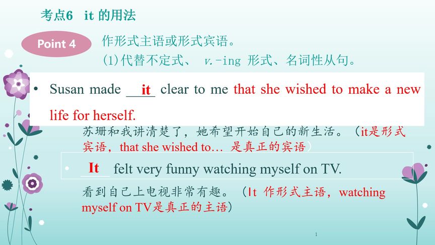 it的用法,做形式主语或形式宾语