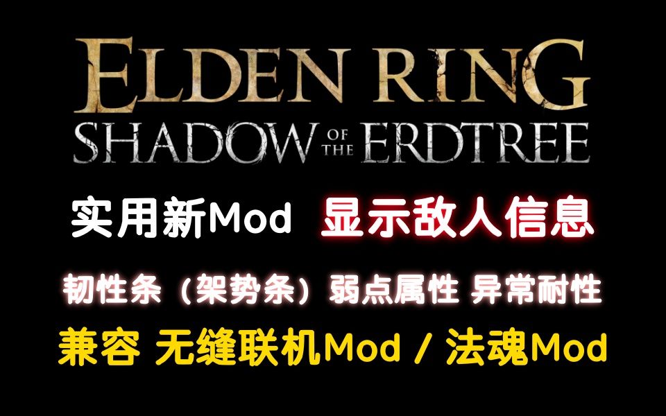 新Mod!显示敌人信息,韧性条(架势条)+弱点属性+异常!【艾尔登法环】(...