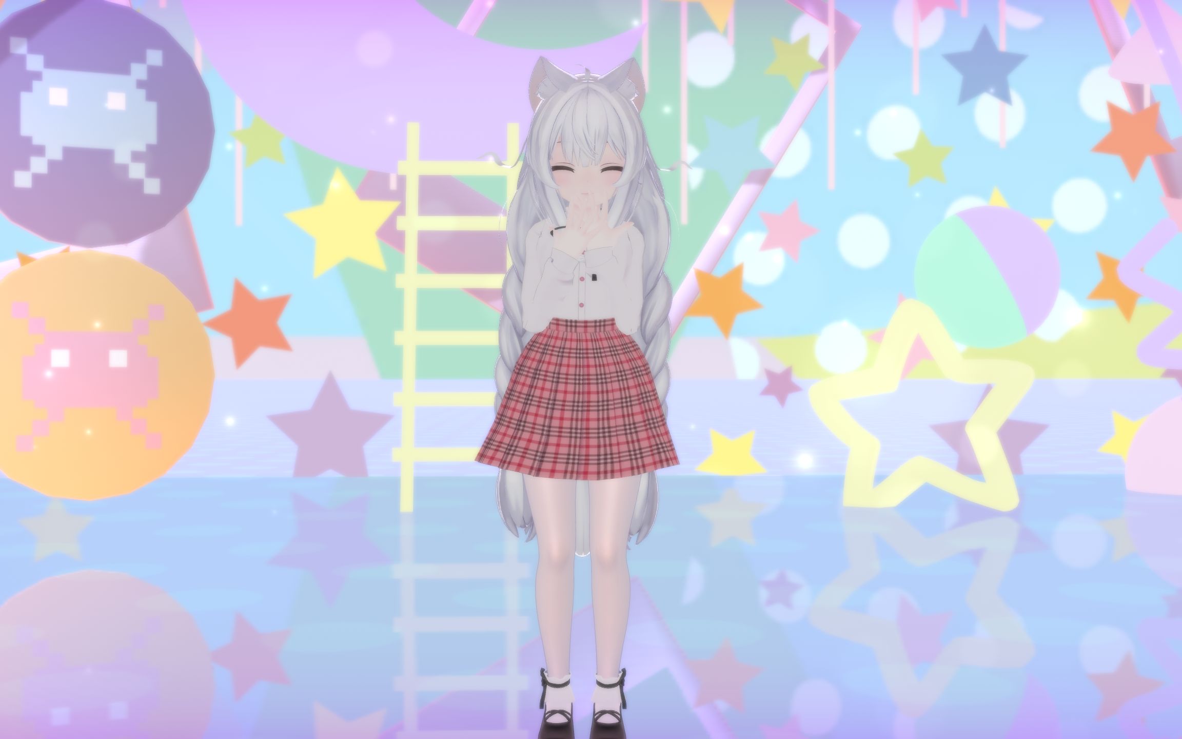 白丝JK猫耳娘 君の彼女 【VRchat MMD】_网络游戏热门视频