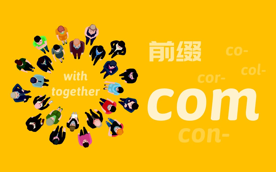 【前缀】com 一起,共同 with together | 其他变体形式 con,co,cor,col