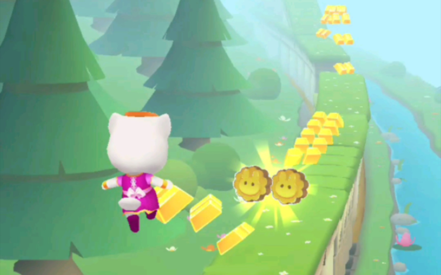 《汤姆猫跑酷》安吉拉公主——森林奇趣,山谷飞行,滑板场景