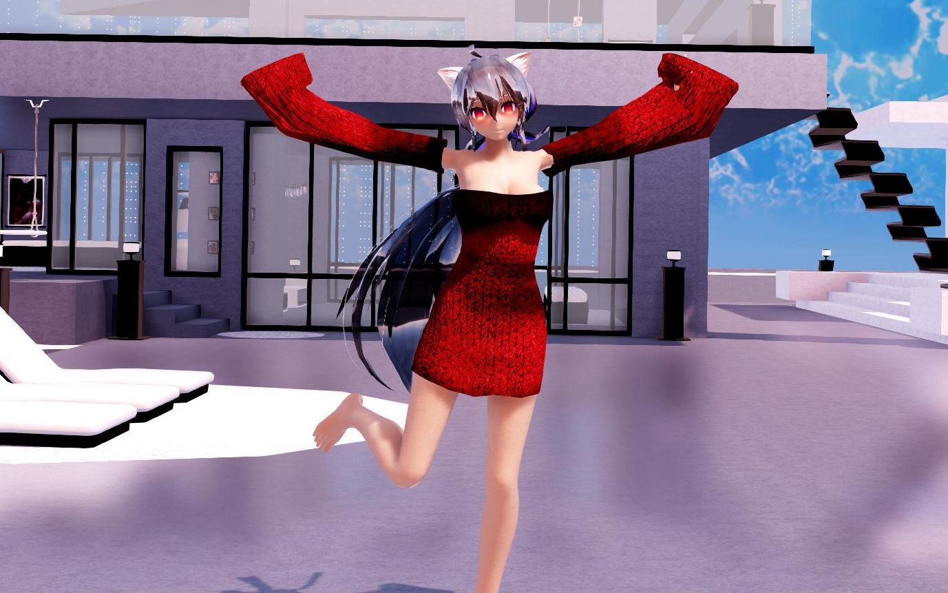 【MMD】改模配布 红色包臀裙 弱音HAKU 4K画质!